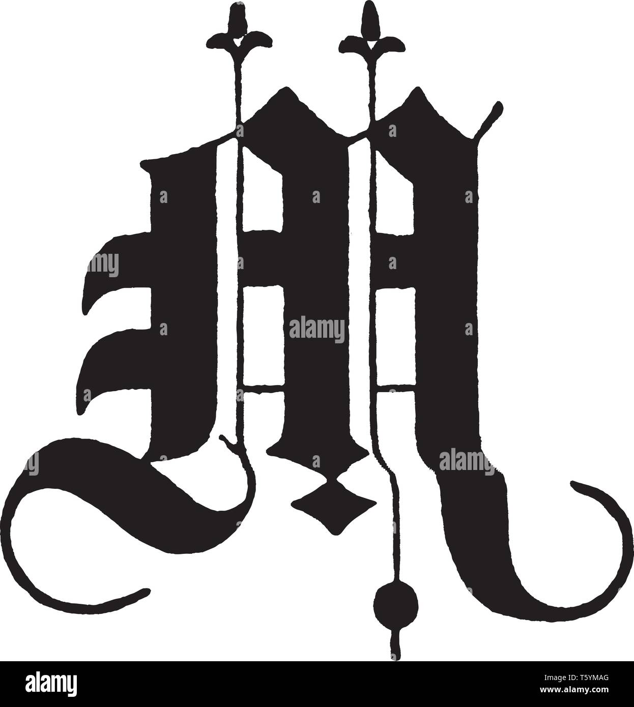 Old English Alphabet Letter Template M Old English Alphabet Alphabet
