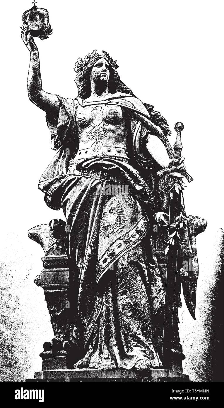 German National Monument on the Niederwald where a female German Nation ...