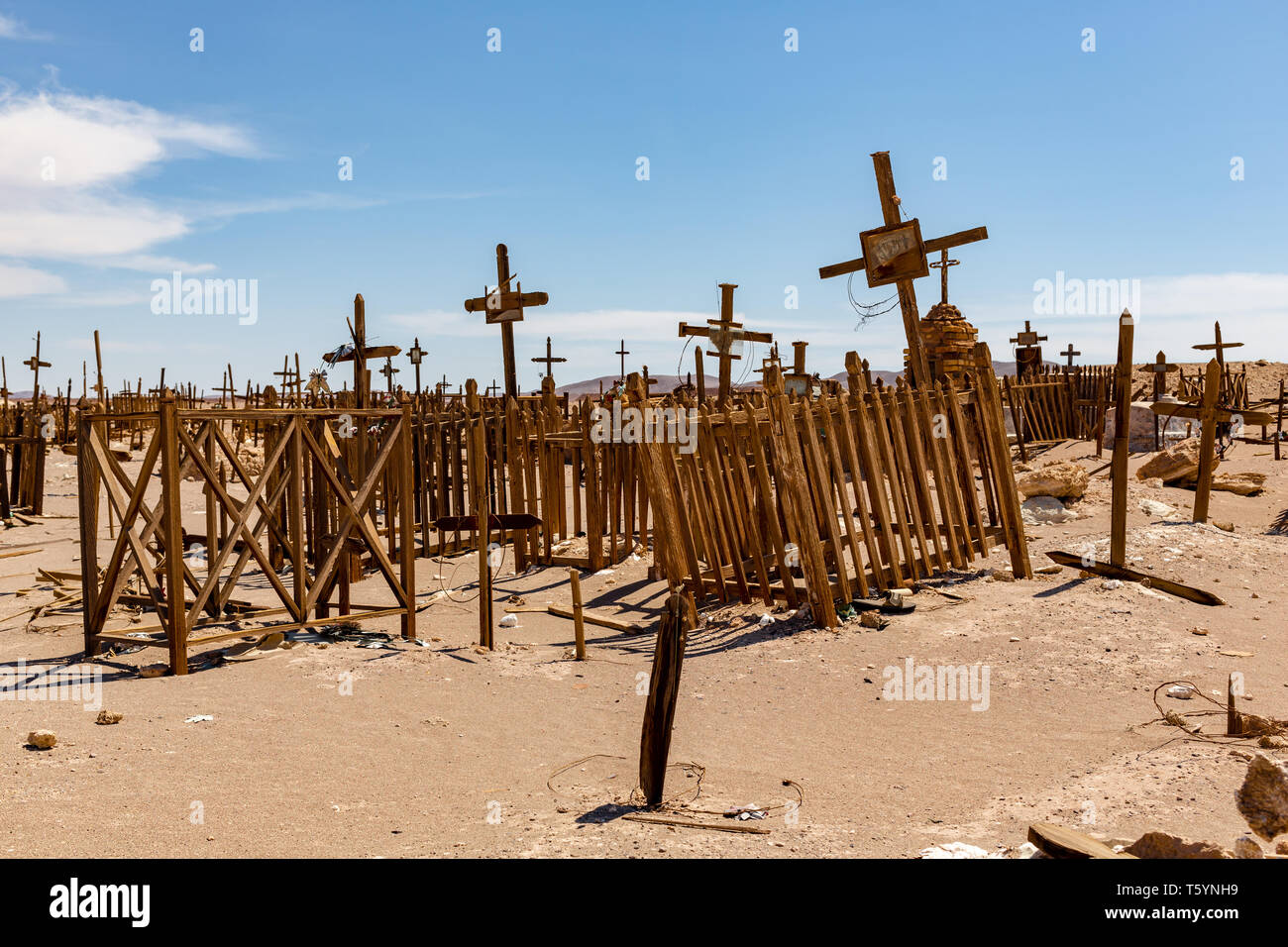 Abandoned Cemetery in the Atacama Desert, Northern Chile. From the era ...