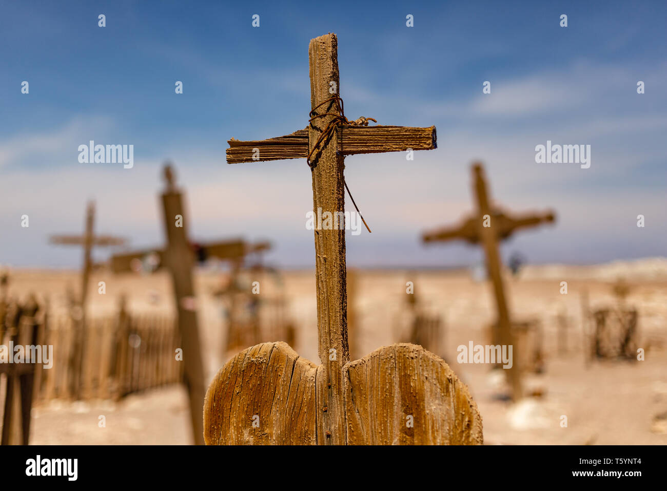Wooden Cross in Abandoned Cemetery in the Atacama Desert, Northern ...