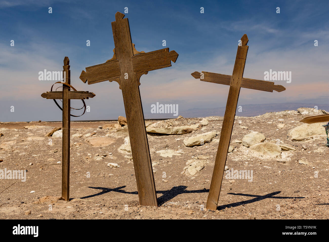 Three Wooden Crosses in an Abandoned Cemetery in the Atacama Desert ...