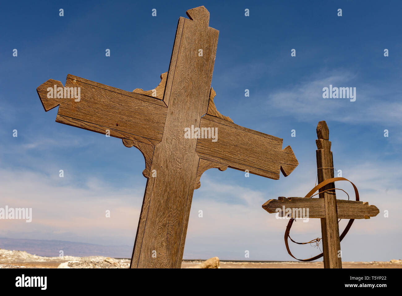 Two Wooden Crosses in an Abandoned Cemetery in the Atacama Desert ...