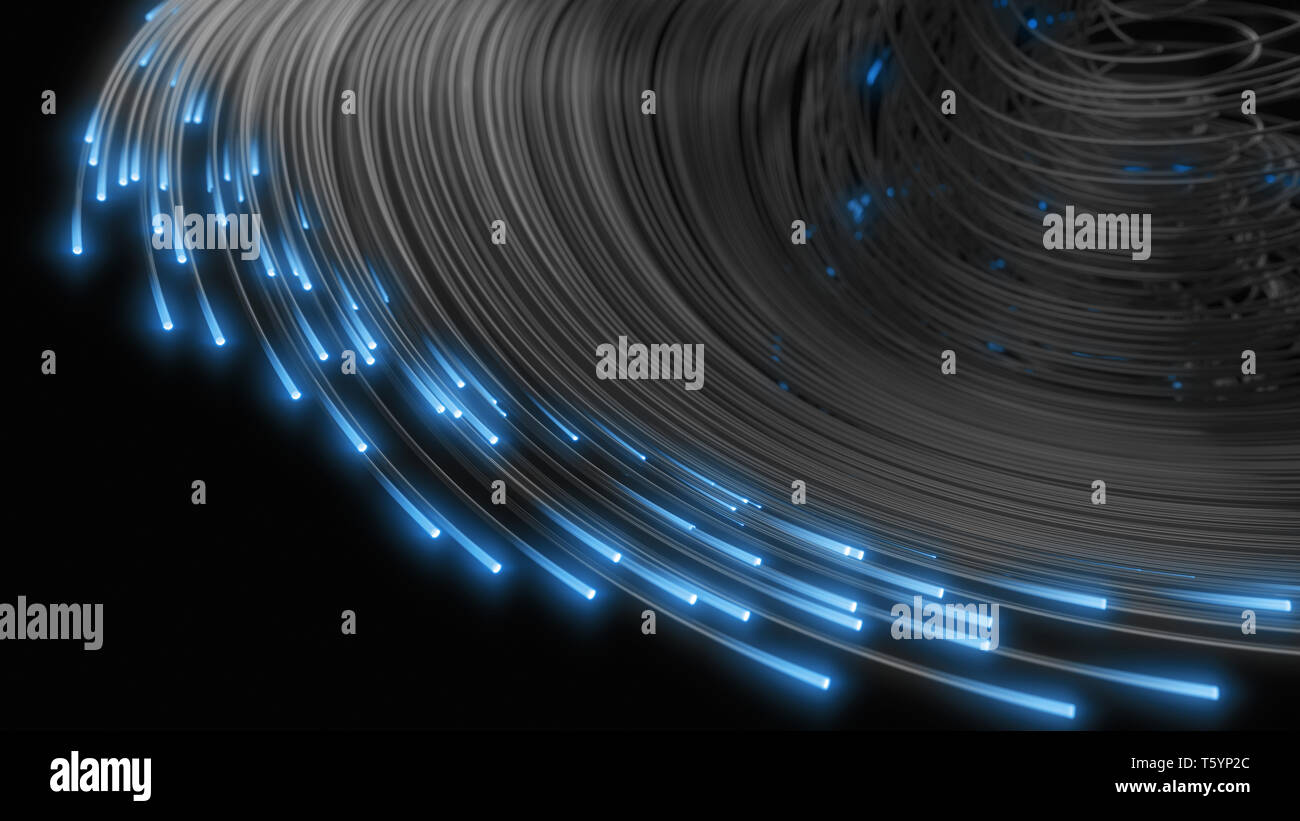 black strings with glowing heads. 3d illustration Stock Photo - Alamy