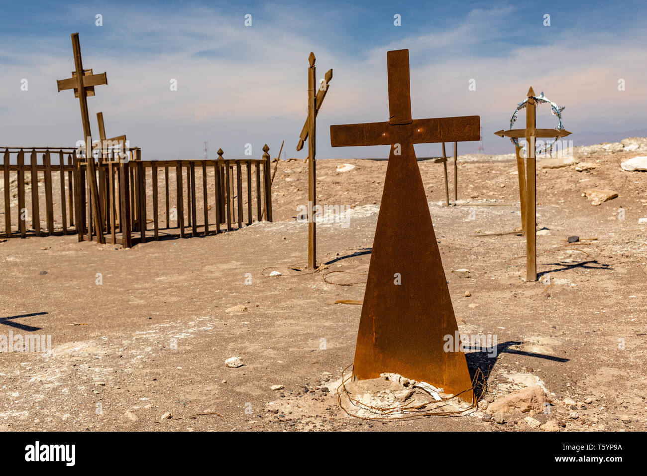 Abandoned Cemetery in the Atacama Desert, Northern Chile. From the era ...
