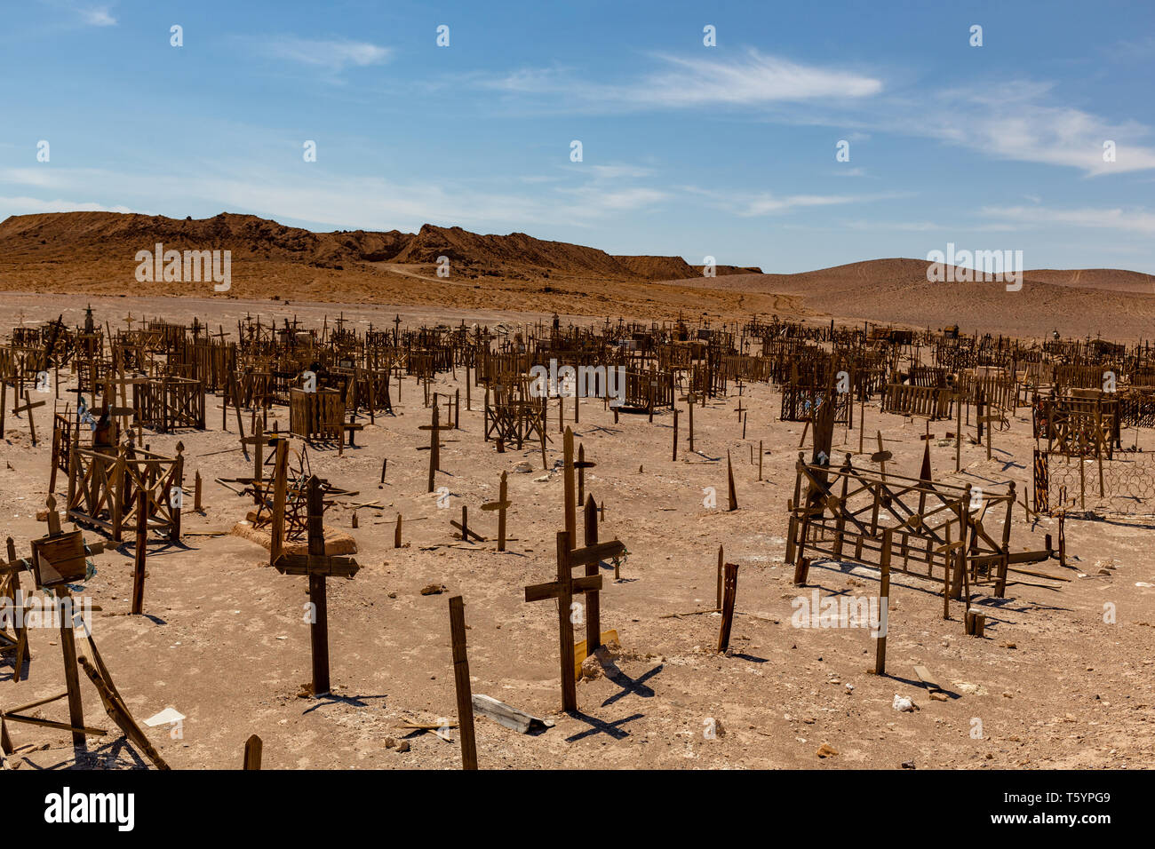 Abandoned Cemetery in the Atacama Desert, Northern Chile. From the era ...