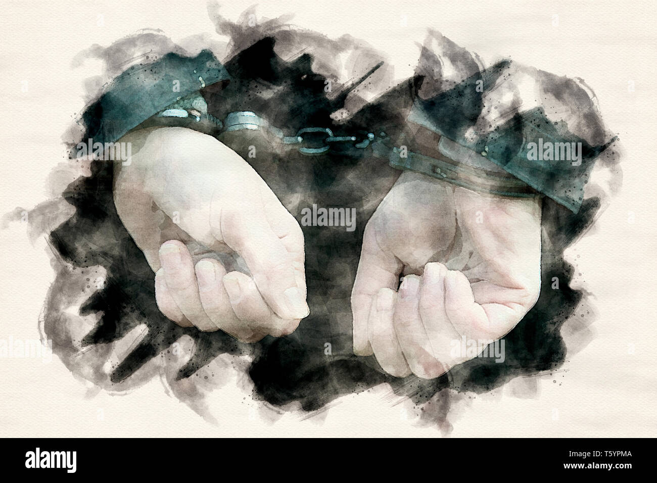 Woman hands in handcuffs behind back hi-res stock photography and ...