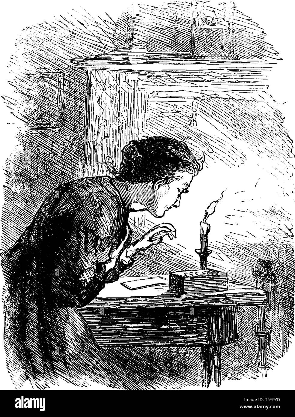 Woman blowing out candle Stock Vector Images - Alamy