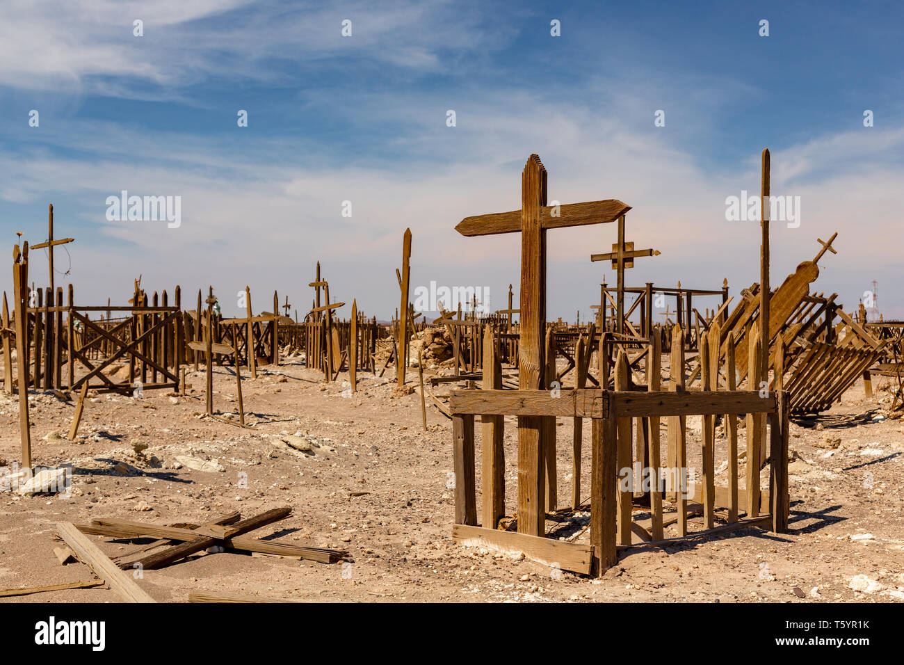 Abandoned Cemetery in the Atacama Desert, Northern Chile. From the era ...