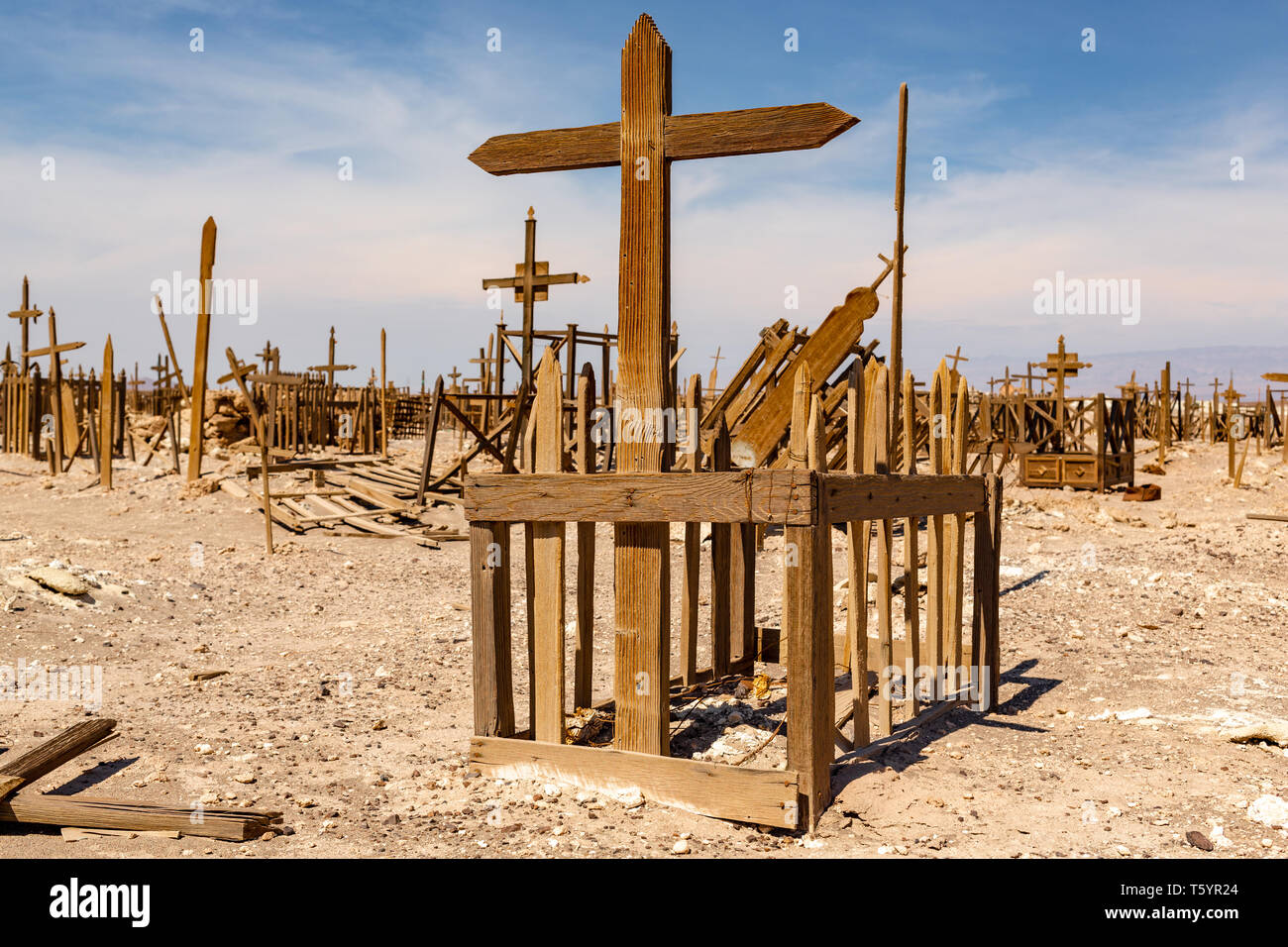 Abandoned Cemetery in the Atacama Desert, Northern Chile. From the era ...
