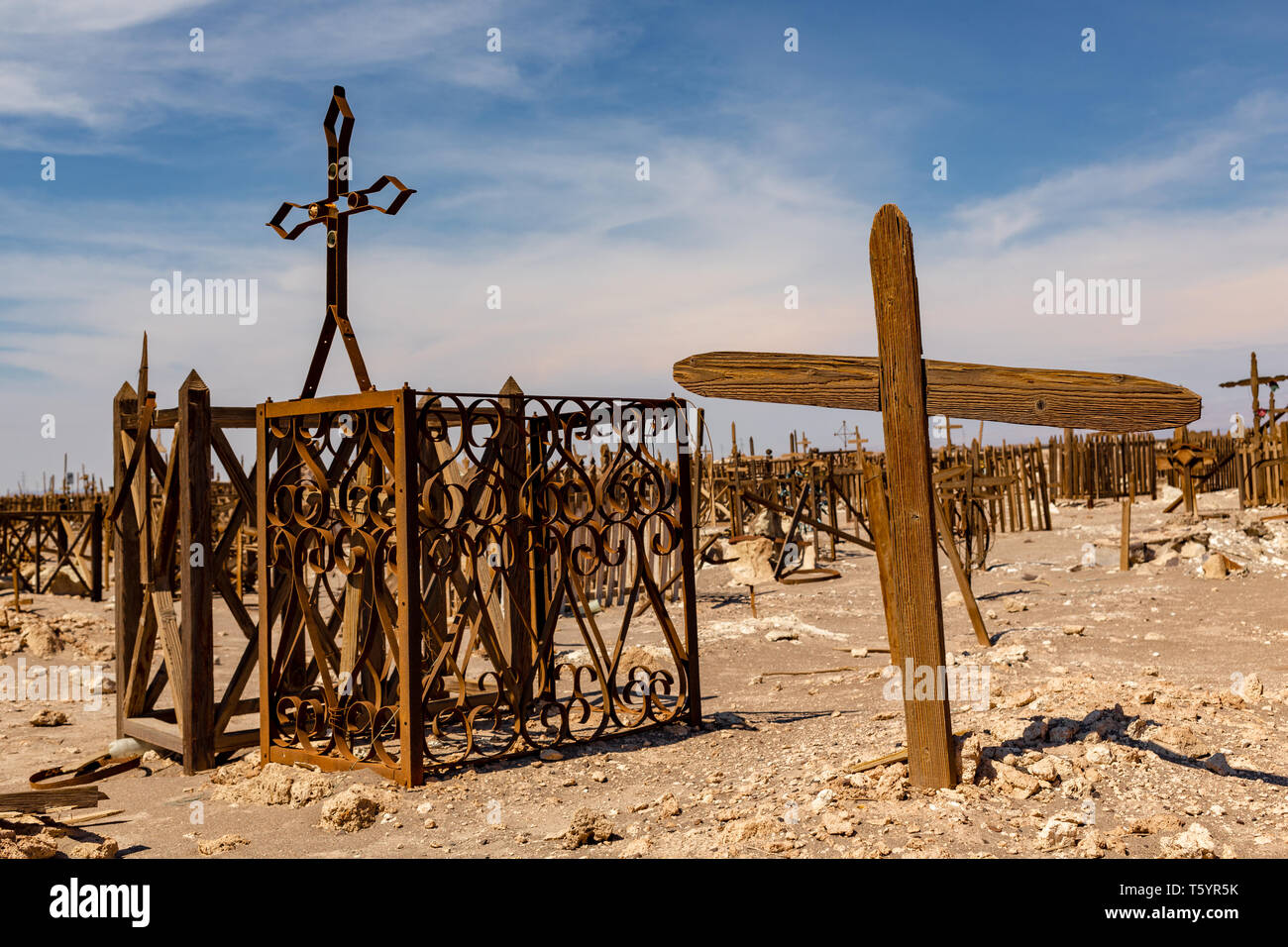 Abandoned Cemetery in the Atacama Desert, Northern Chile. From the era ...
