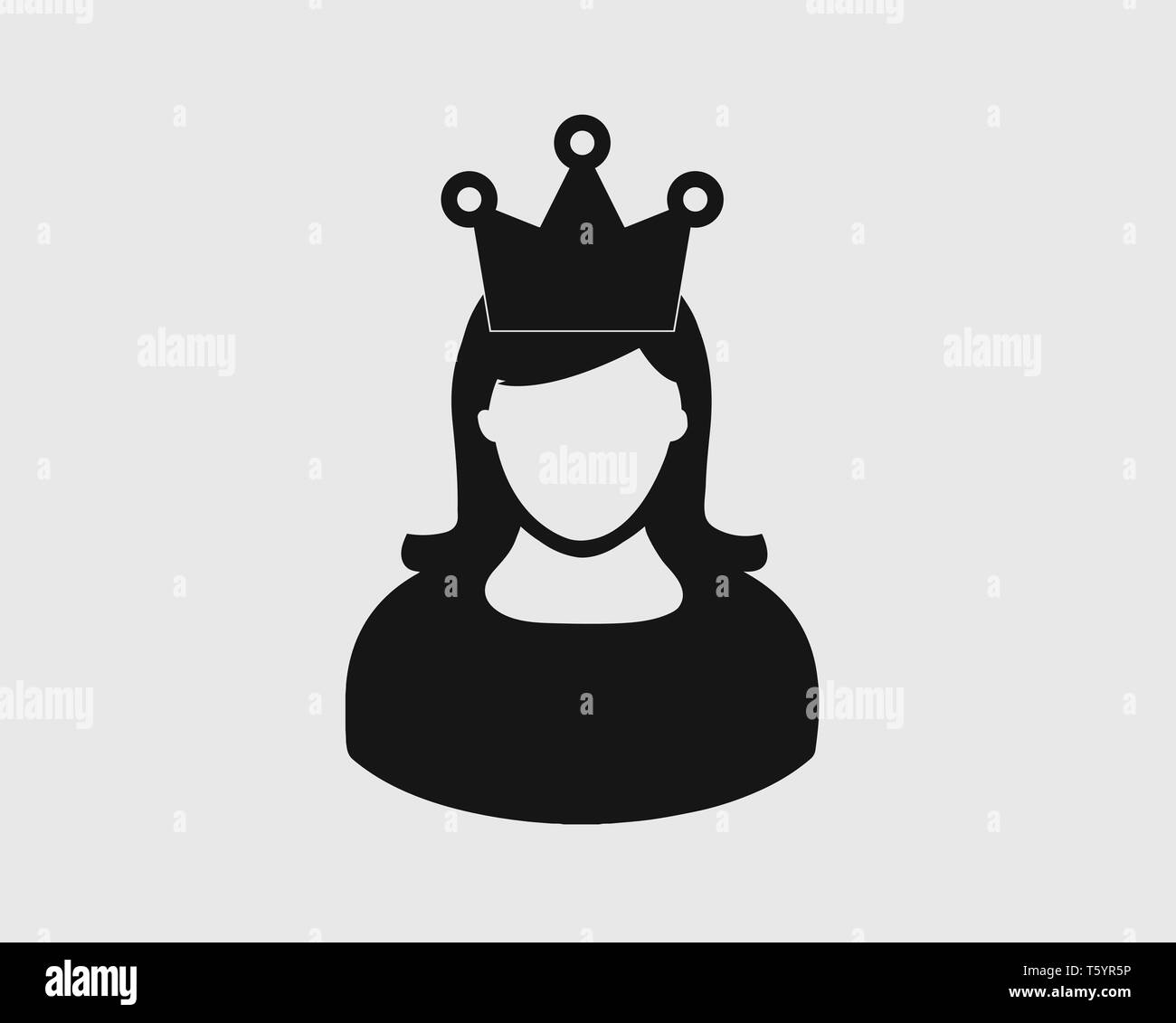 Awarded Women Icon. Female symbol crown on her head with rounded shape ...