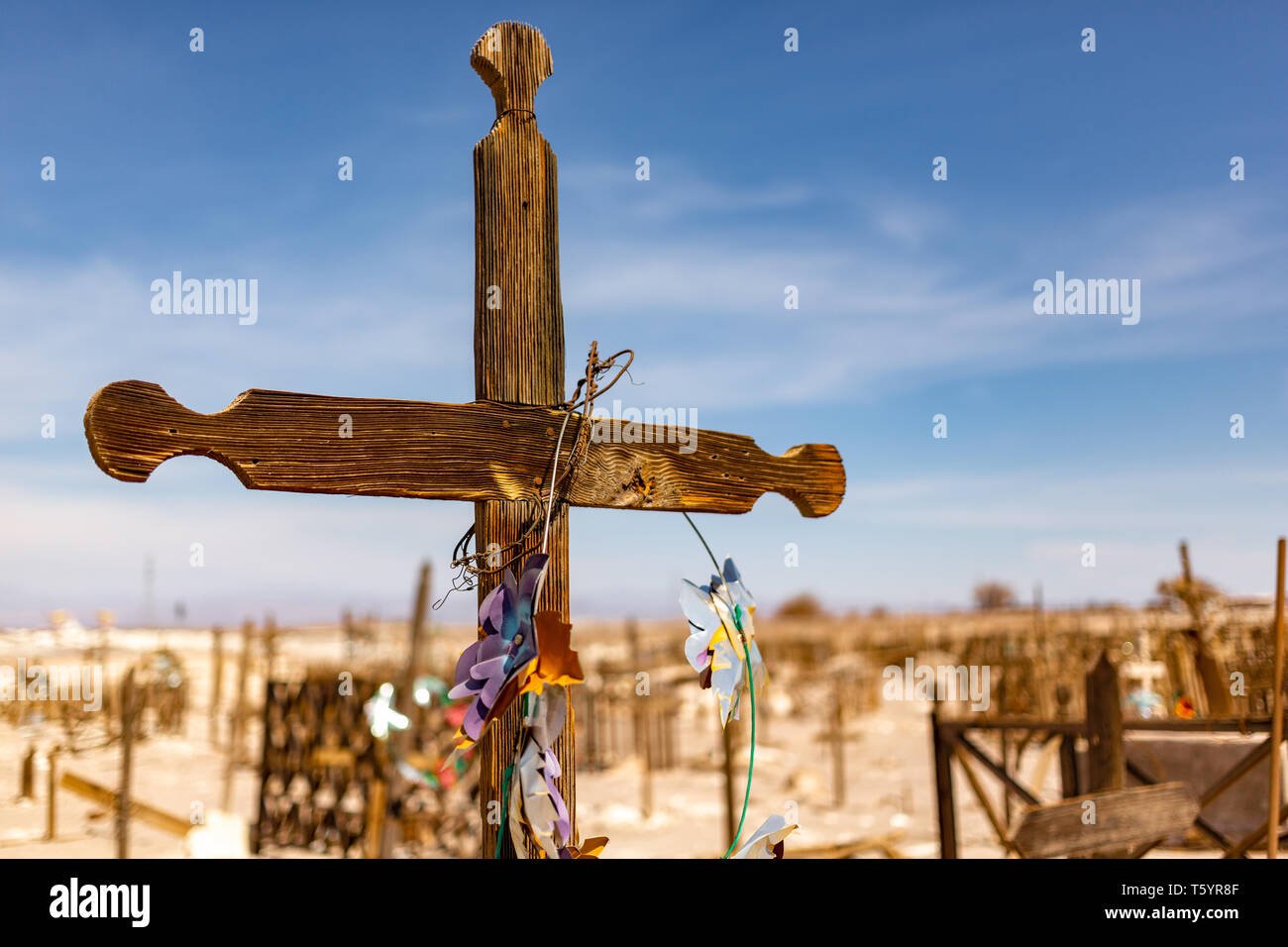 Wooden Cross in Abandoned Cemetery in the Atacama Desert, Northern ...