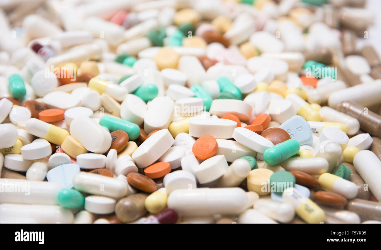 A large amount of drugs - medication in pills, capsules and tablet form ...