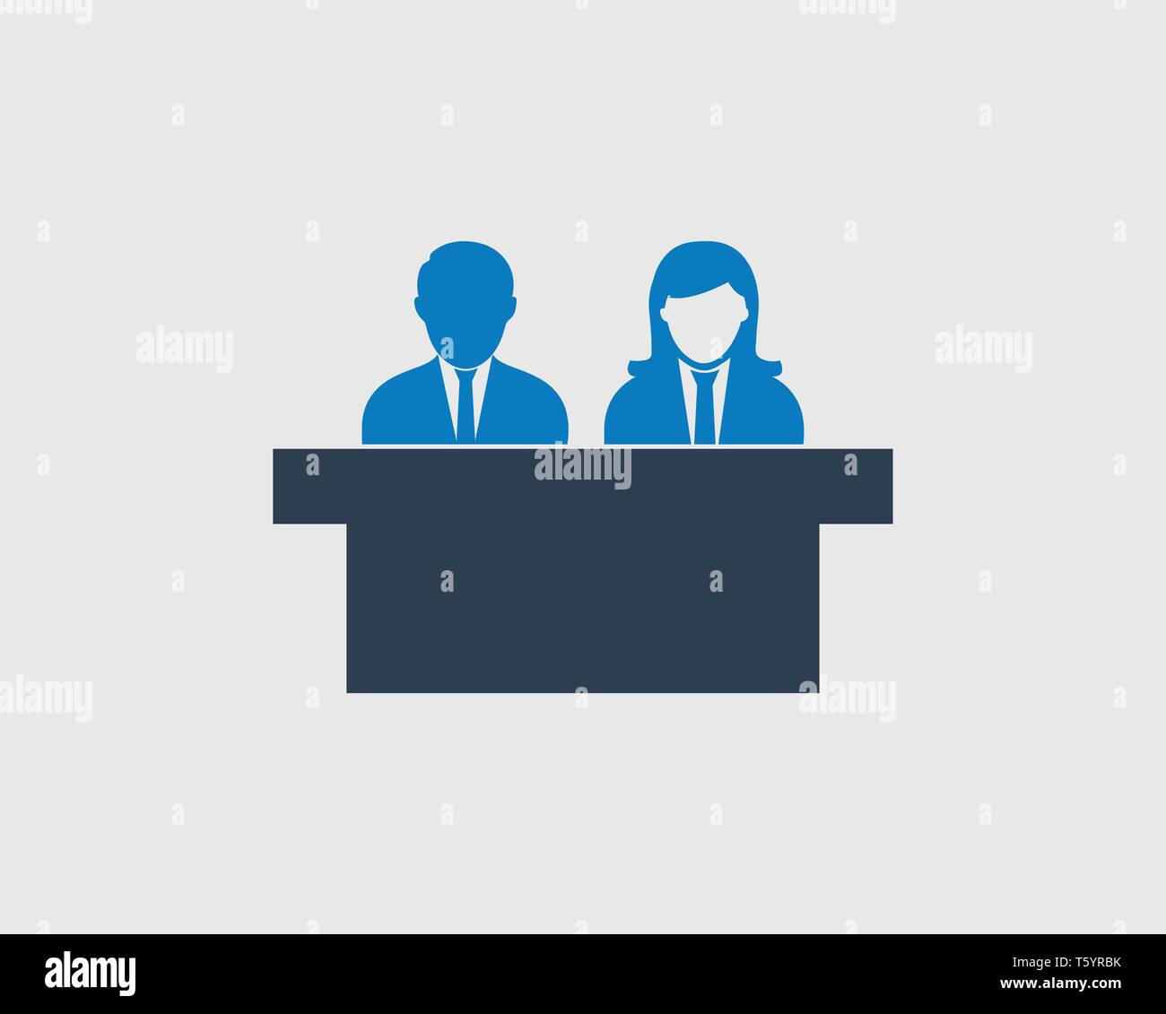 Interview Panel Icon with desk on gray background Stock Vector Image ...