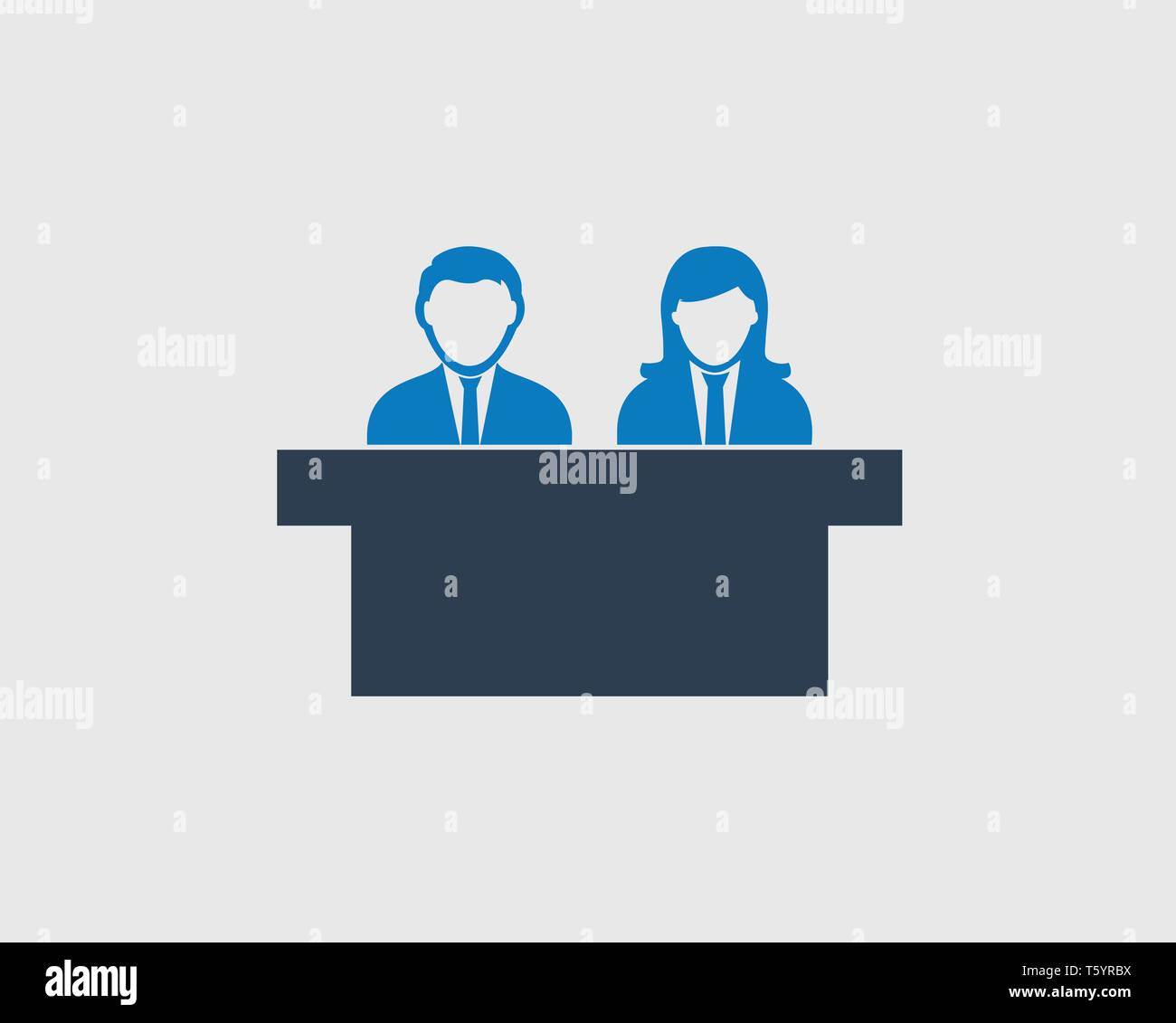 Interview Panel Icon with desk on gray background Stock Vector Image ...