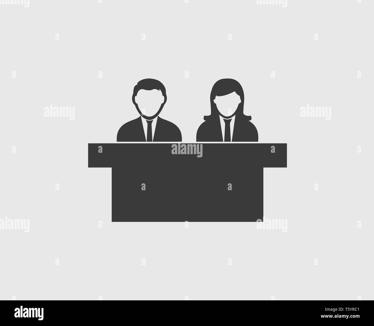 Interview Panel Icon with desk on gray background Stock Vector Image ...