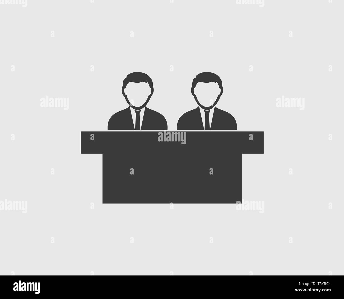 Interview Panel Icon with desk on gray background Stock Vector Image ...