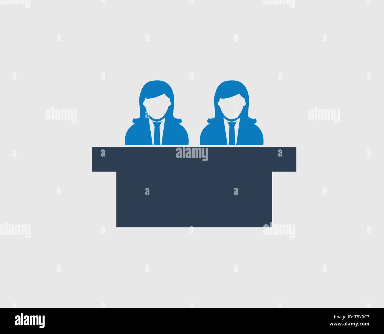 Interview Panel Icon with desk on gray background Stock Vector Image ...