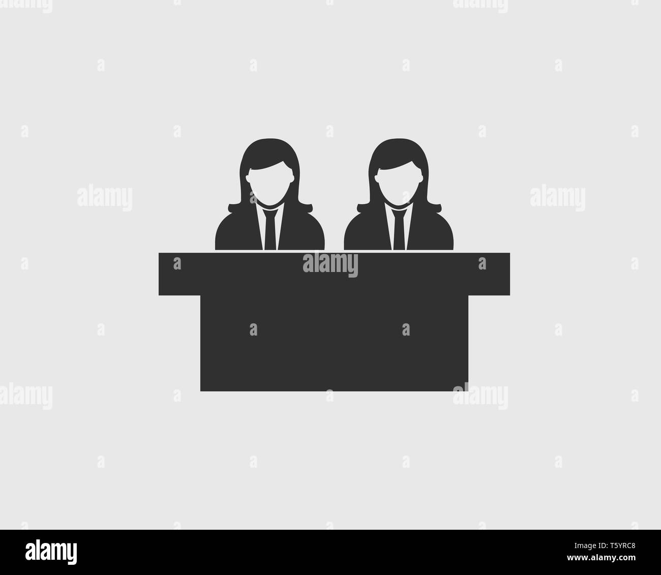 Interview Panel Icon with desk on gray background Stock Vector Image ...