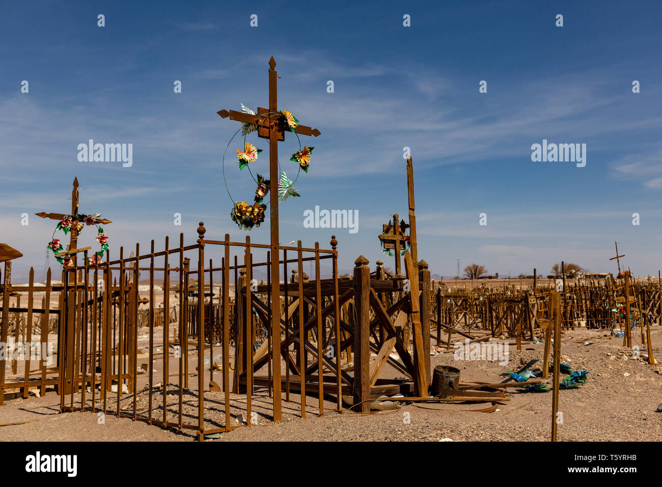 Abandoned Cemetery in the Atacama Desert, Northern Chile. From the era ...