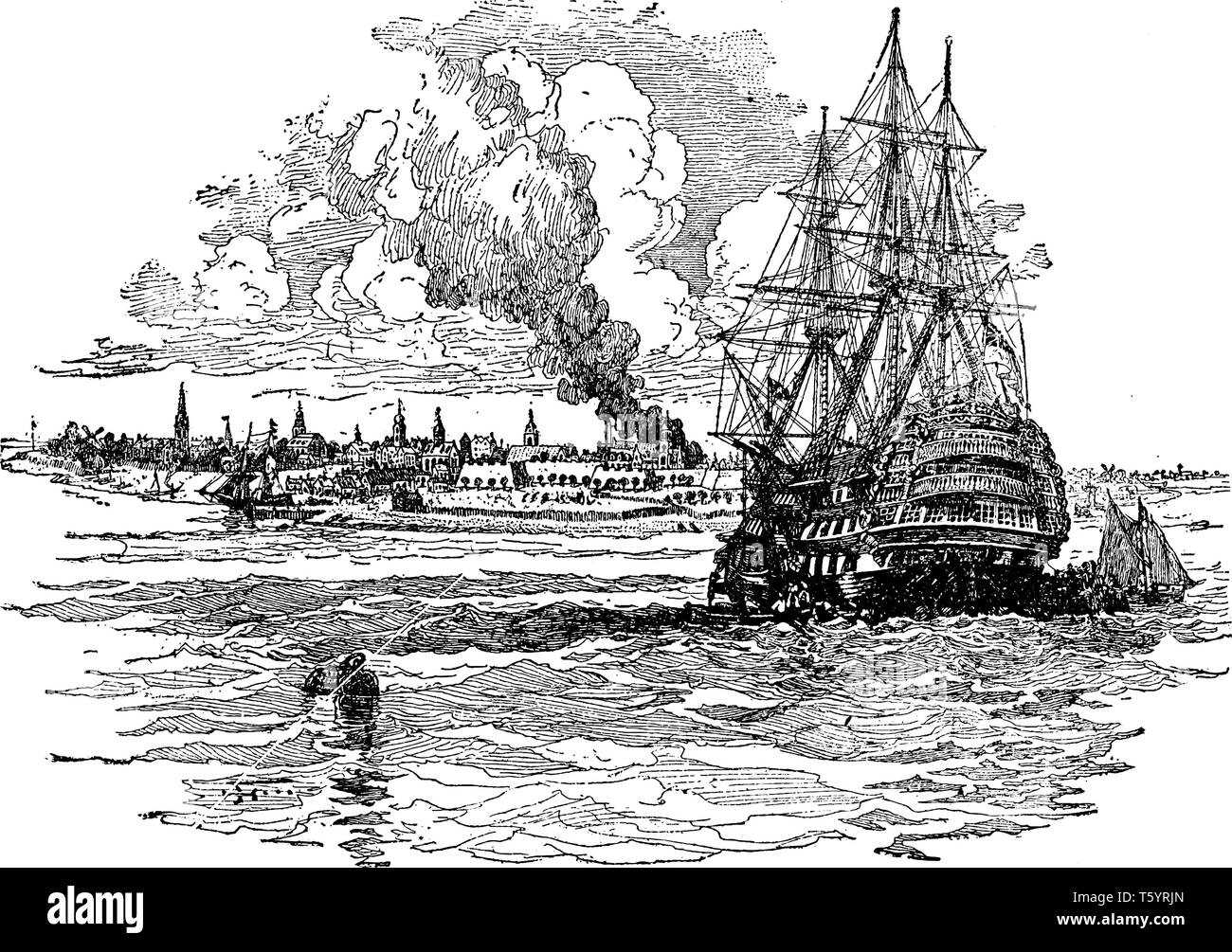 New York Harbor in Colonial Days which is one of the largest natural ...