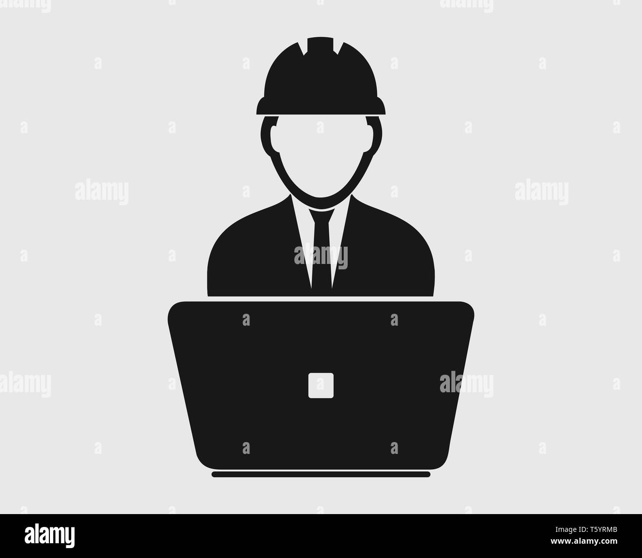 Computer Engineer Icon. Female symbol with computer monitor Stock ...