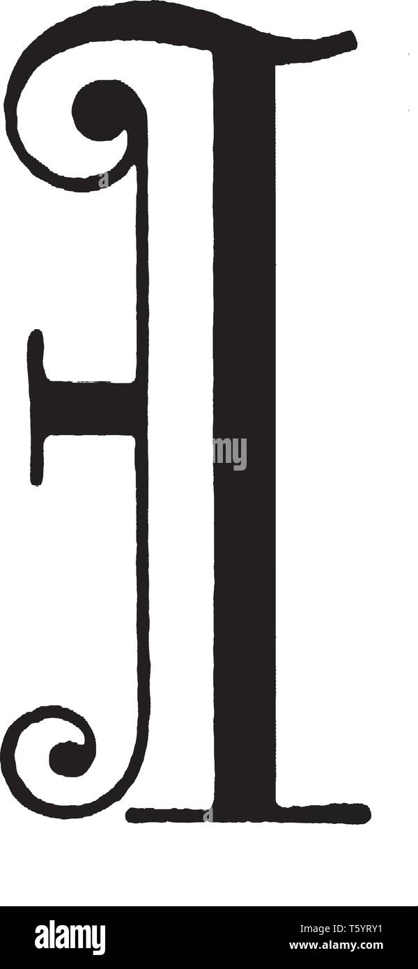A stylish letter I, vintage line drawing or engraving illustration ...