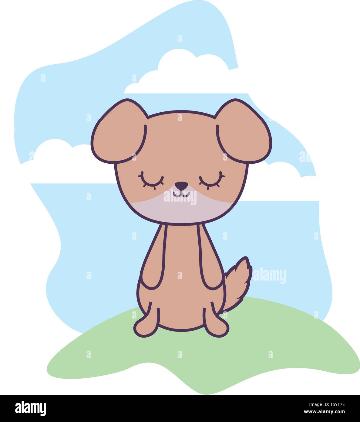 cute dog animal in landscape scene vector illustration design Stock ...