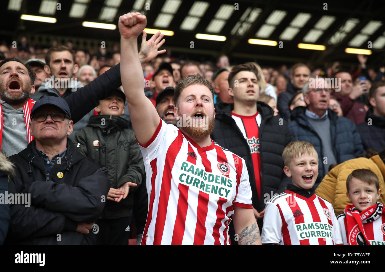 Sheffield United fans show their support in the stands during the Sky ...