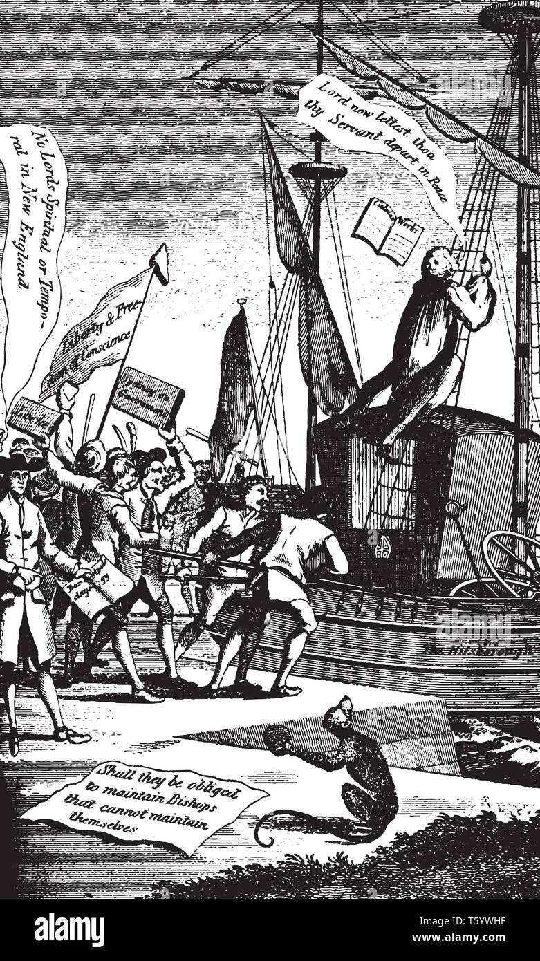 A colonial political cartoon,vintage line drawing or engraving ...