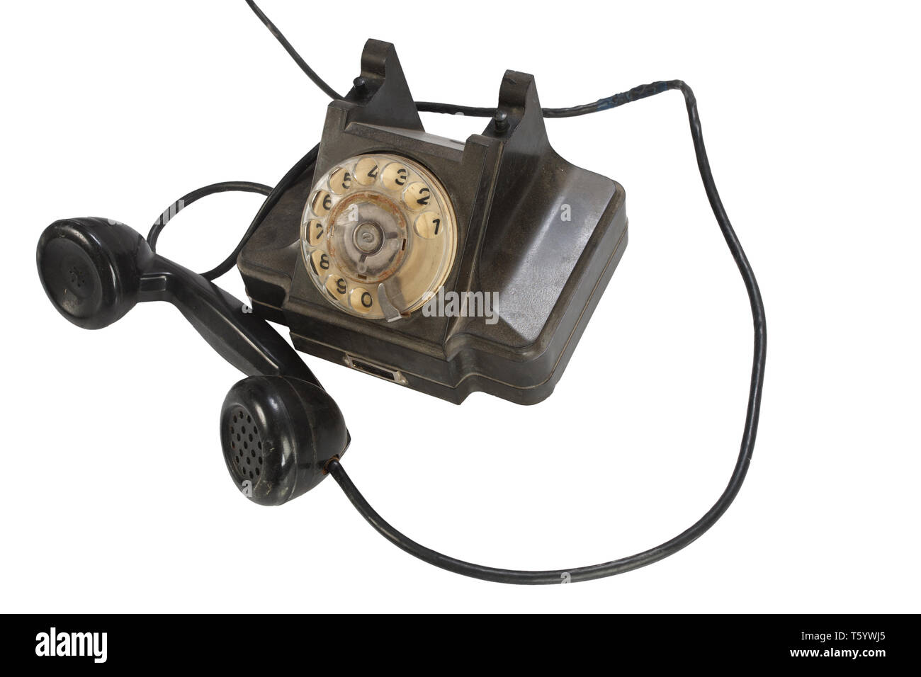 Vintage retro rotary dial telephone isolated on white background Stock ...