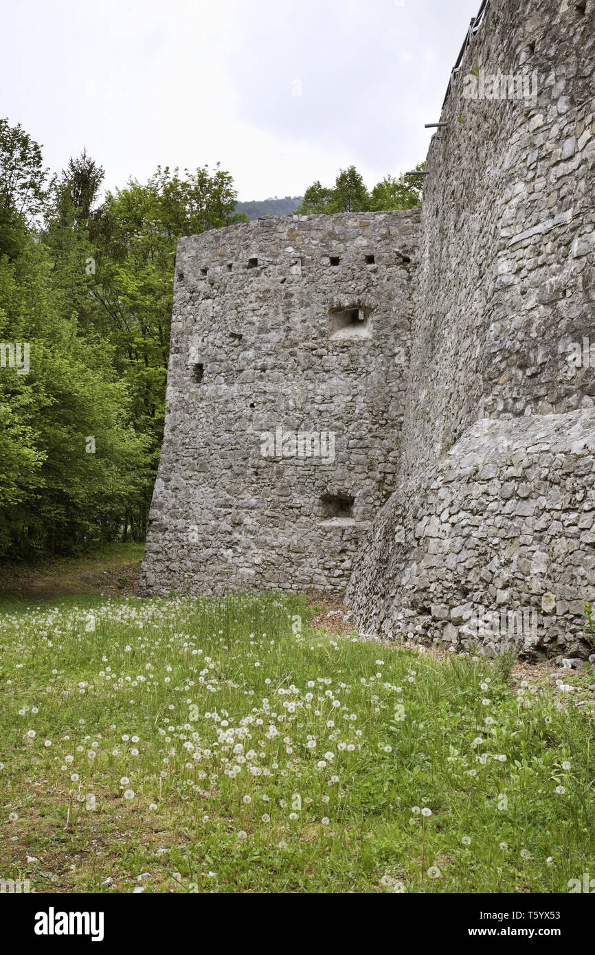 Ruins of castle on Kozlov Rob above Tolmin. Slovenia Stock Photo - Alamy