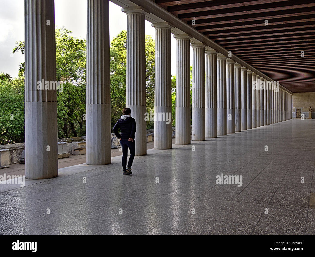 Stoa of Attalos in Athens, Greece. Impressive building in Ancient Agora ...