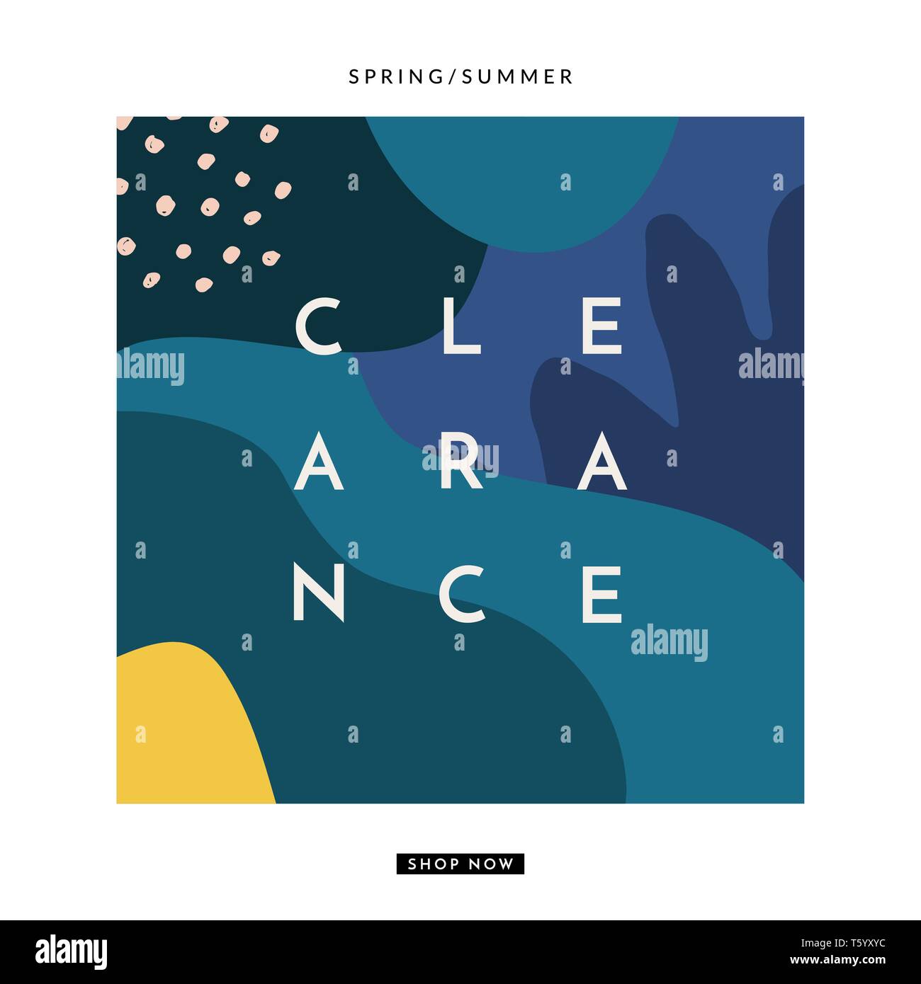 Modern collage sale template with abstract and floral shapes in blue ...