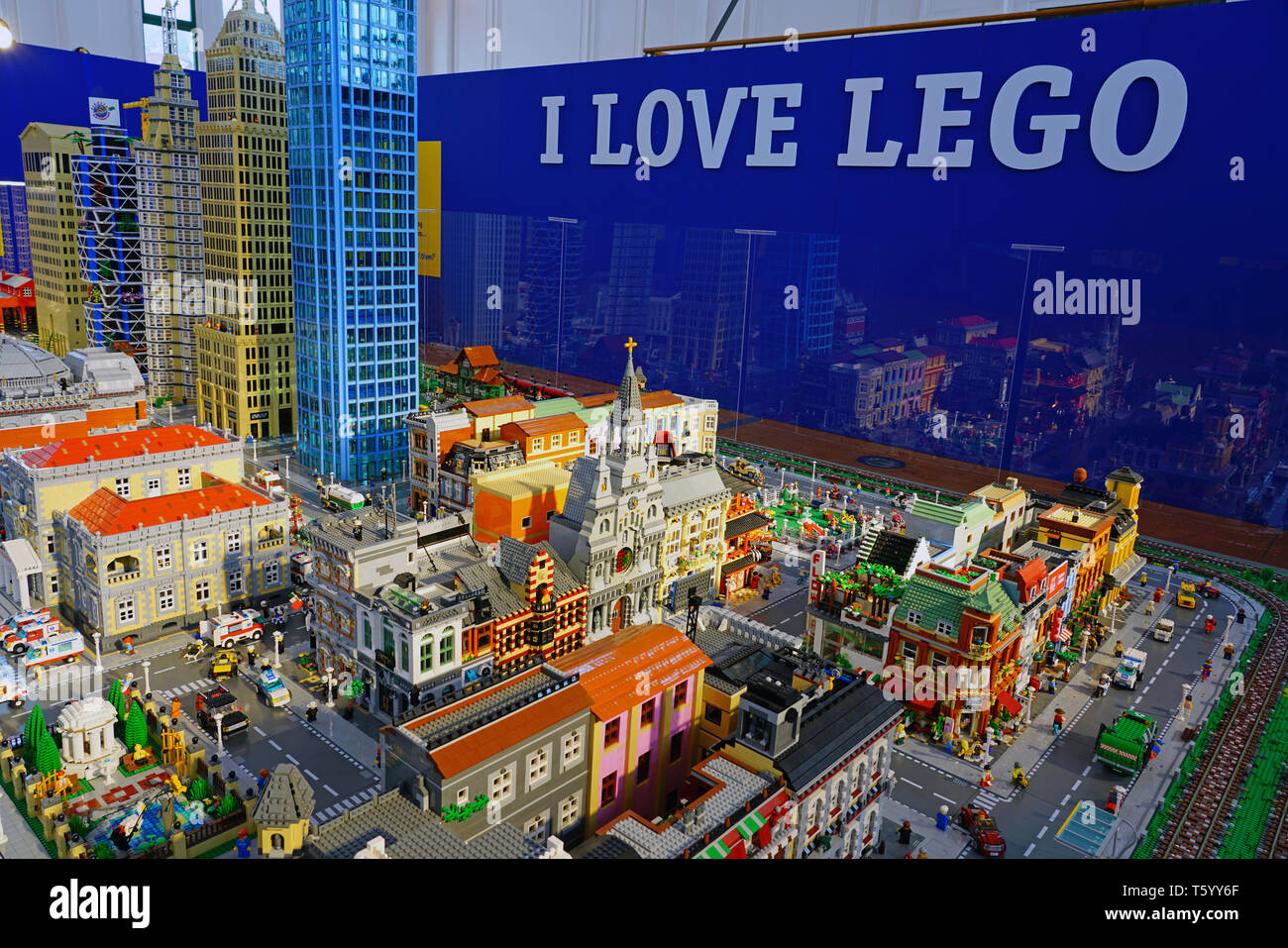 TRIESTE, ITALY -12 APR 2019- View of the I Love Lego exhibit in the ...