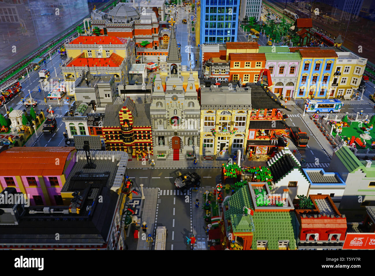 TRIESTE, ITALY -12 APR 2019- View of the I Love Lego exhibit in the ...