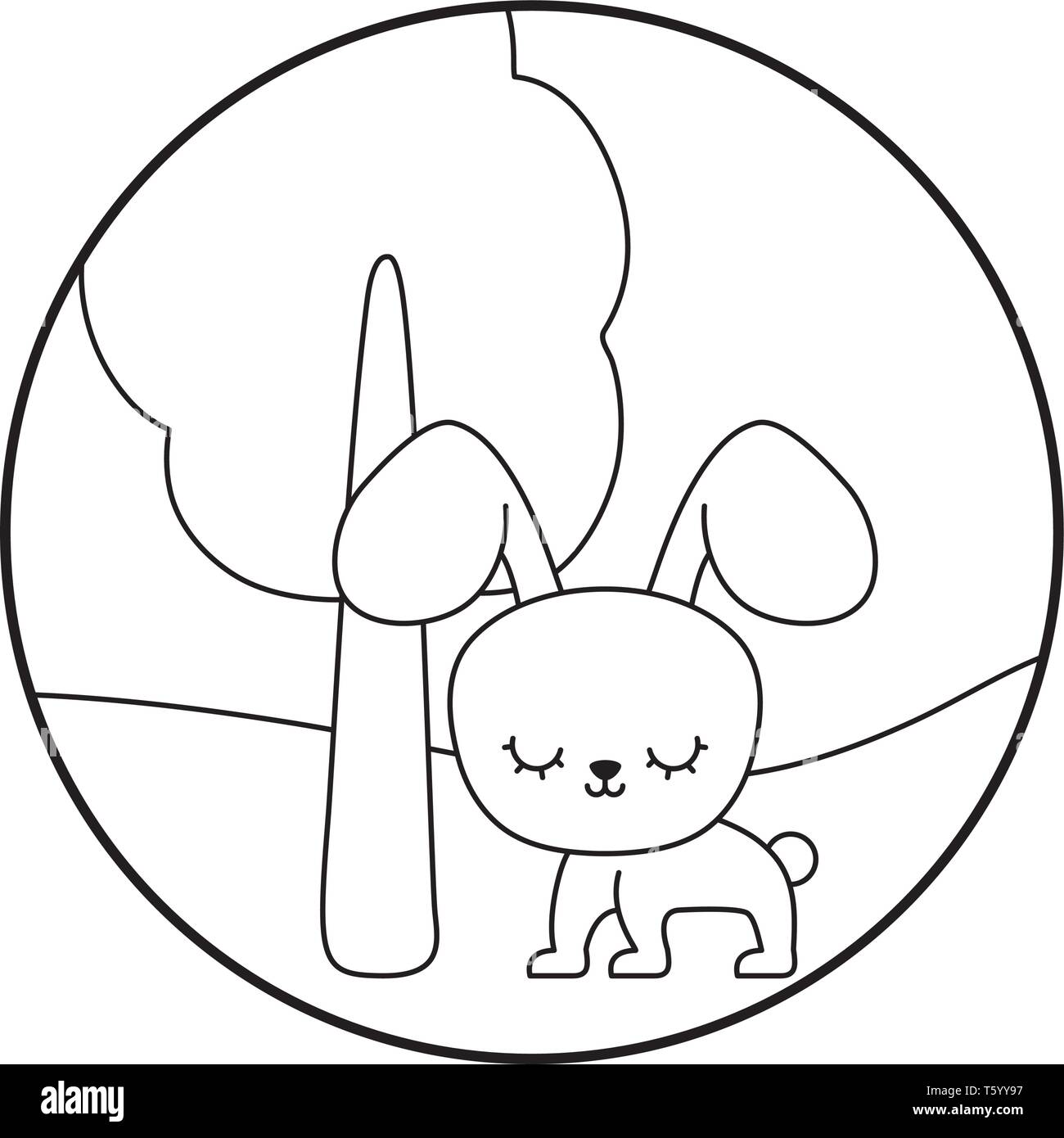 cute rabbit animal in landscape vector illustration design Stock Vector ...