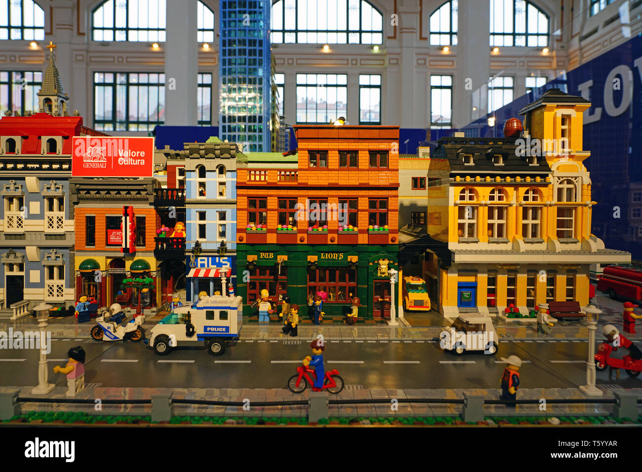 TRIESTE, ITALY -12 APR 2019- View of the I Love Lego exhibit in the ...