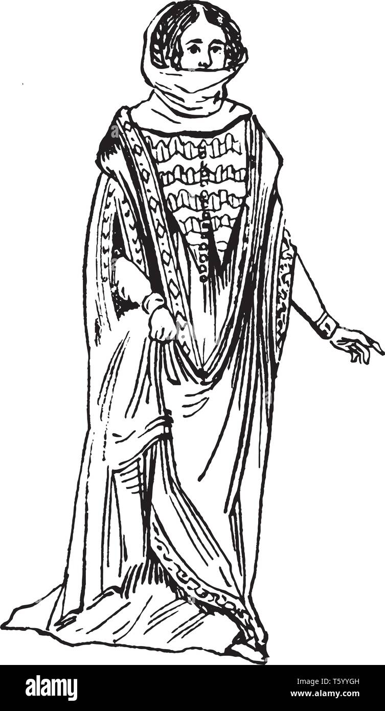 This illustration represents Female Costume from the Time of Edward I ...