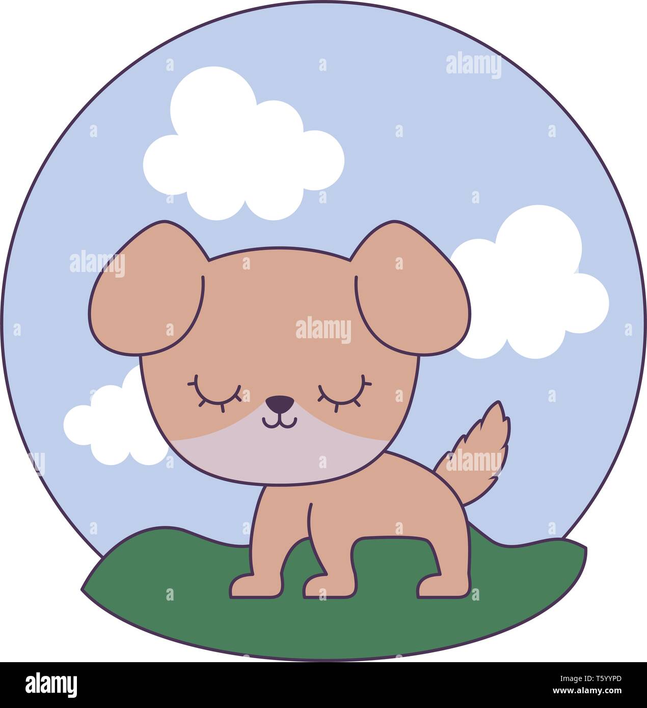 cute dog animal in landscape scene vector illustration design Stock ...