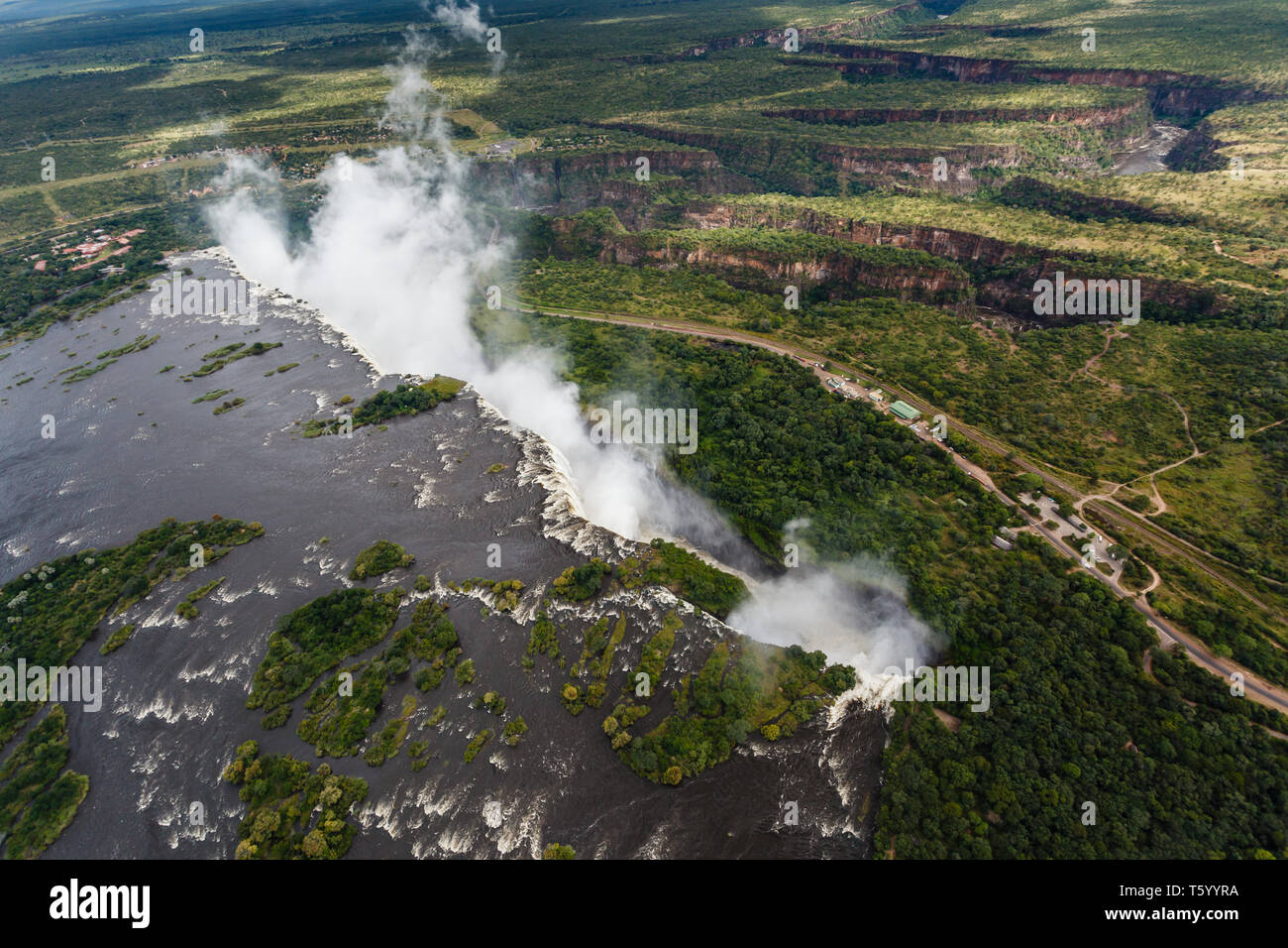 Longitudinal aerial view of the immense length of the edge of Victoria ...