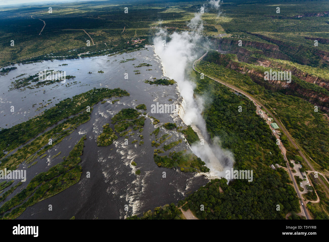Longitudinal aerial view of the immense length of the edge of Victoria ...