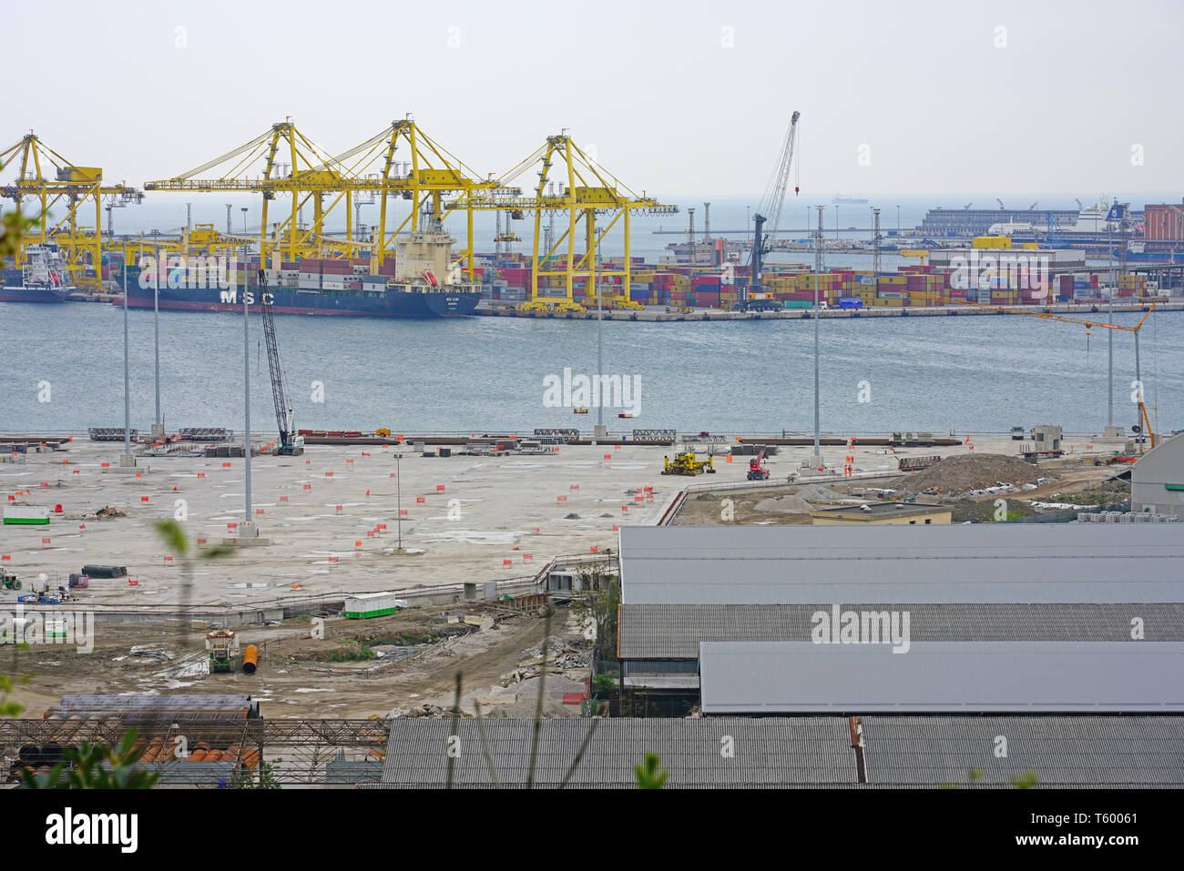 TRIESTE, ITALY -12 APR 2019- View of the Free Port of Trieste, a ...