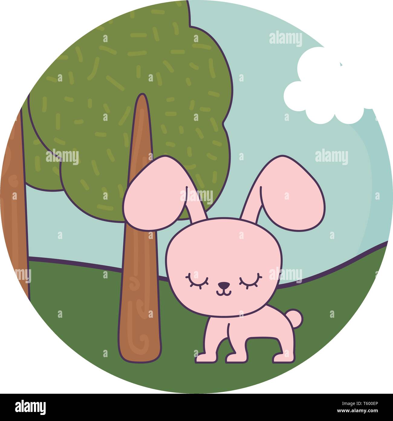 cute rabbit animal in landscape vector illustration design Stock Vector ...