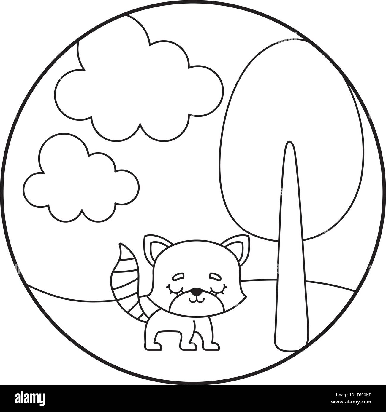 cute cat animal in landscape scene vector illustration design Stock ...