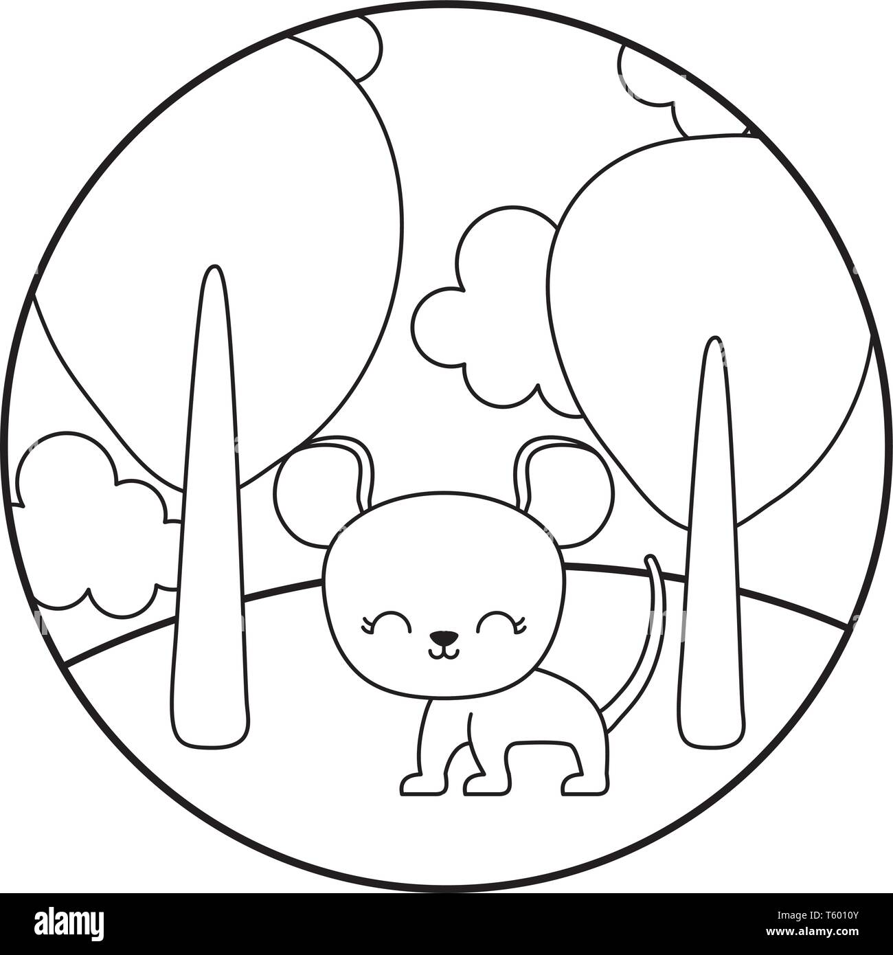 cute mouse animal in landscape scene vector illustration design Stock ...