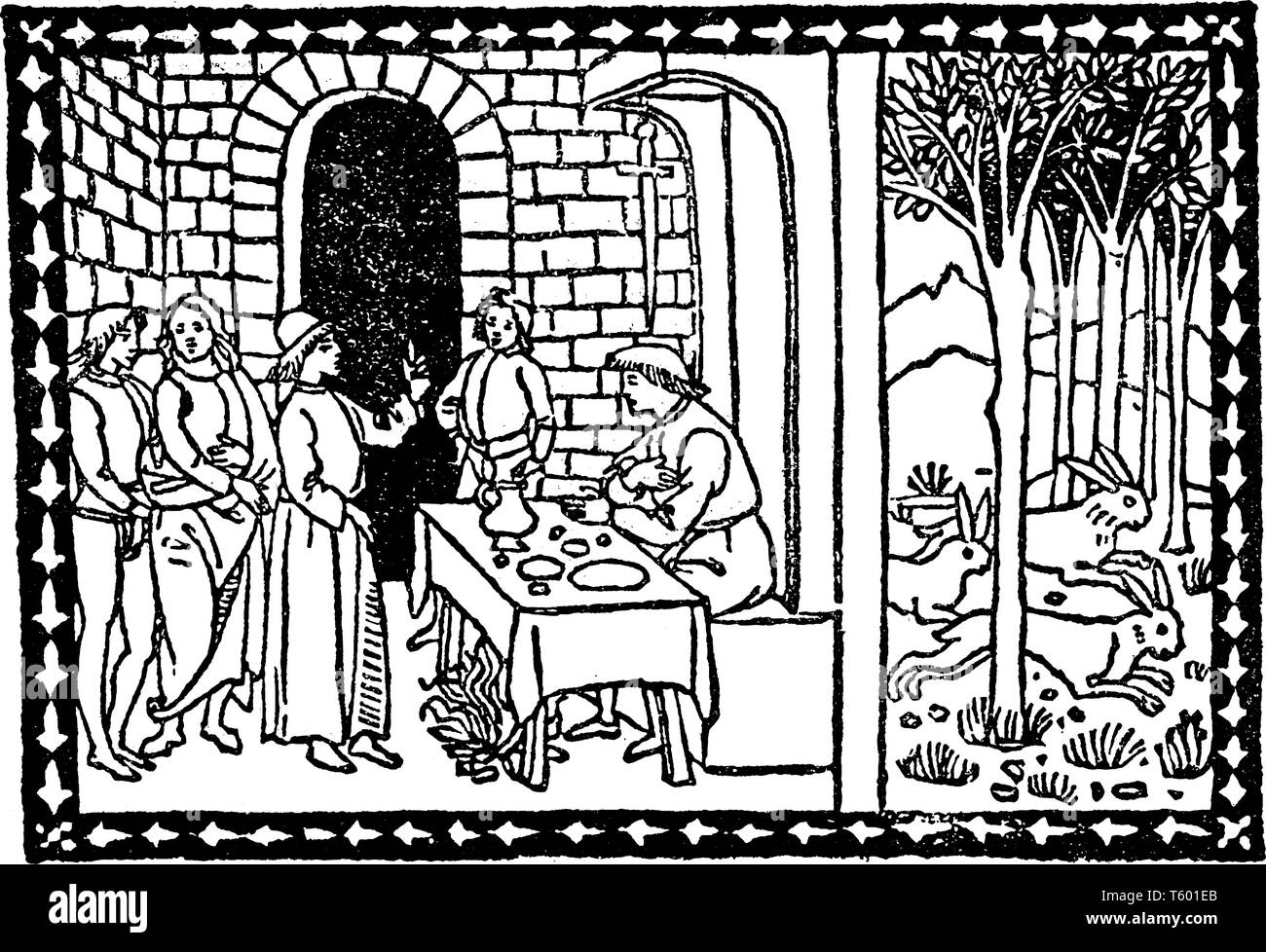 Standing next to table Stock Vector Images - Alamy