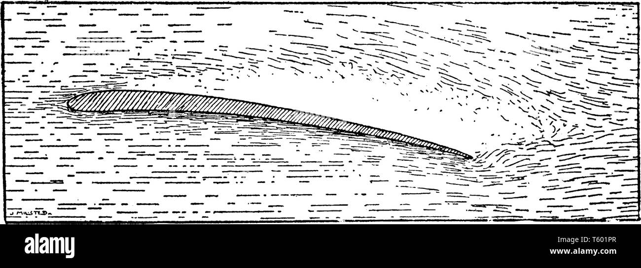 This image represents Aerodynamic of Airplane Wing, vintage line ...