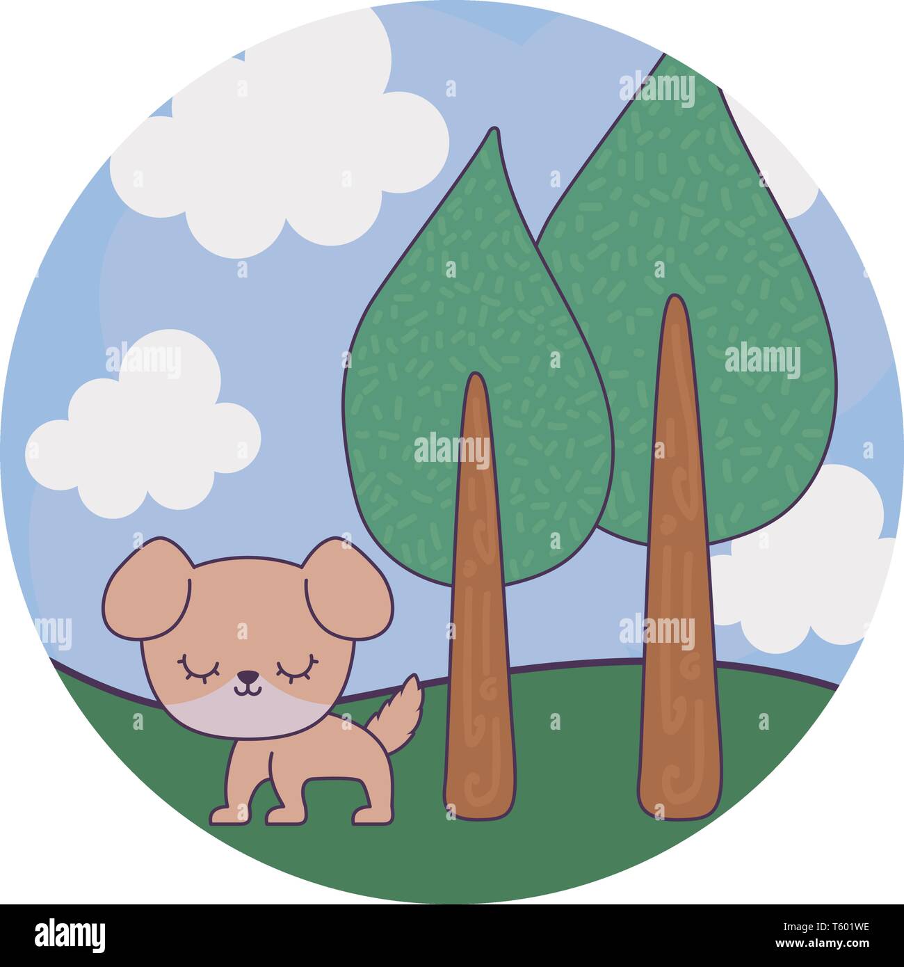 cute dog animal in landscape scene vector illustration design Stock ...