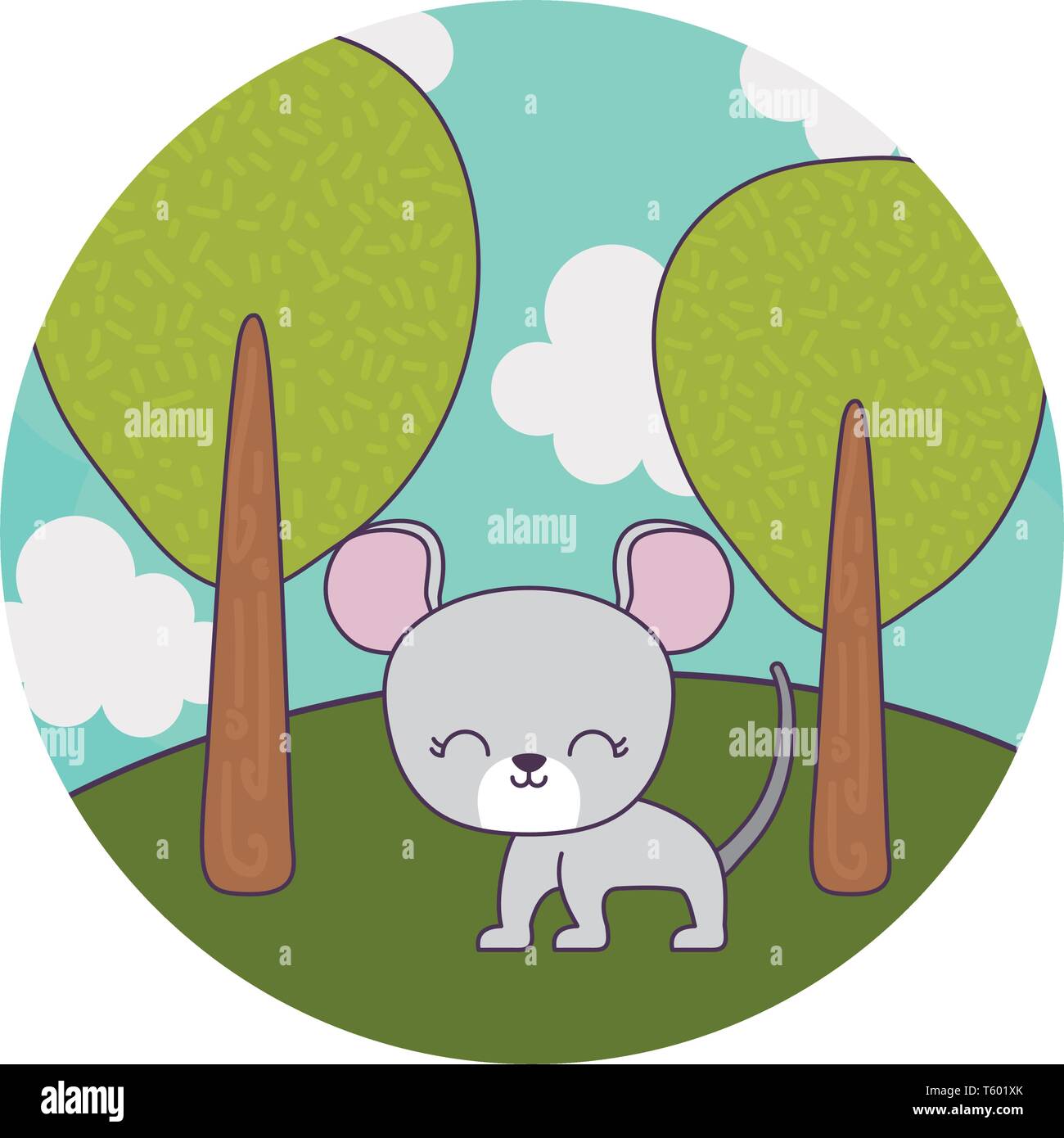 cute mouse animal in landscape scene vector illustration design Stock ...
